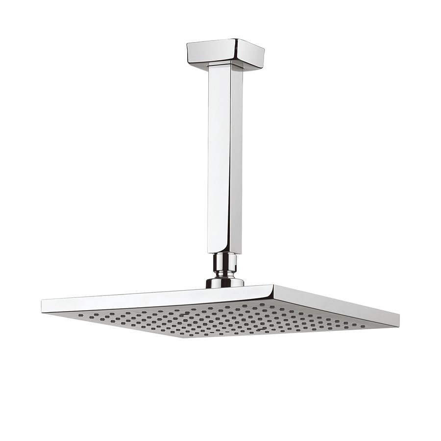 Planet 250mm Square Fixed Head with 200mm Ceiling Arm (Finish: Chrome ...