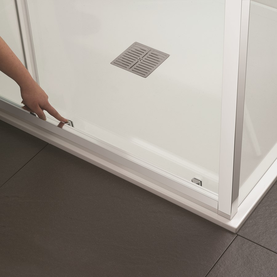 Showering Enclosures & Trays: Clear 6 Single Sliding Door & Side Panel ...