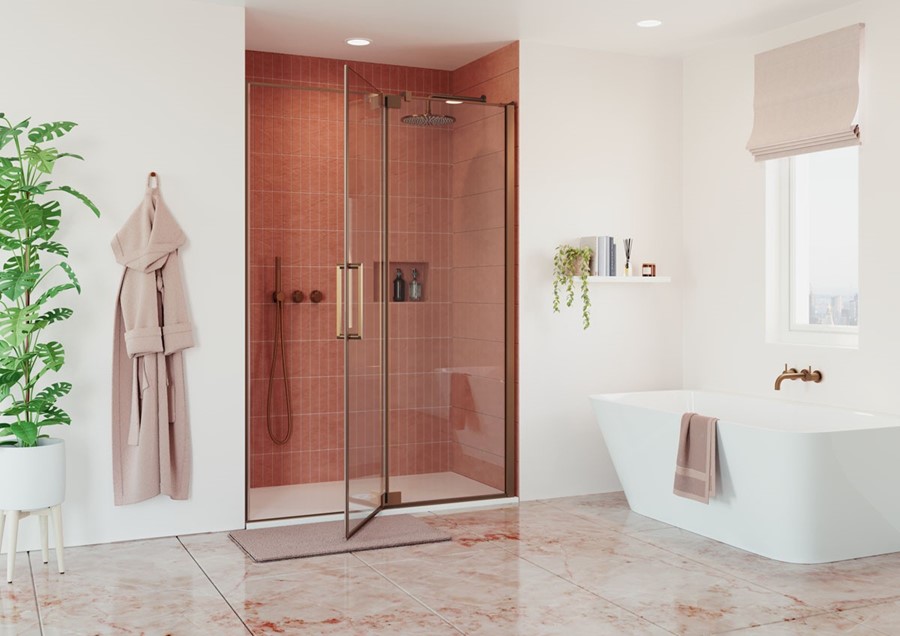 Optix 10 Pivot Door With Inline Panel Width 800mm Brushed Stainless