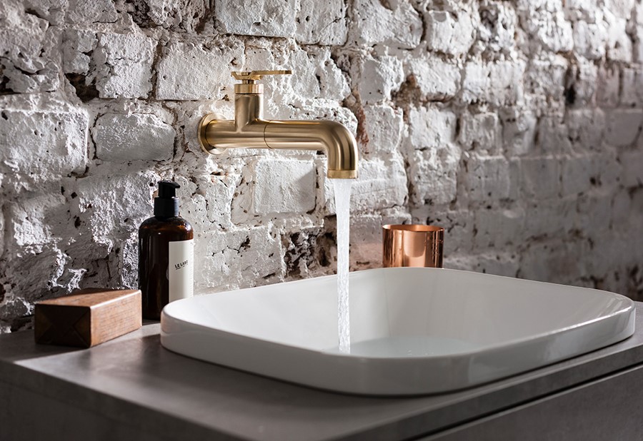 UNION Single Hole Wall Mounted Basin Set (Finish: Brushed Black Chrome ...